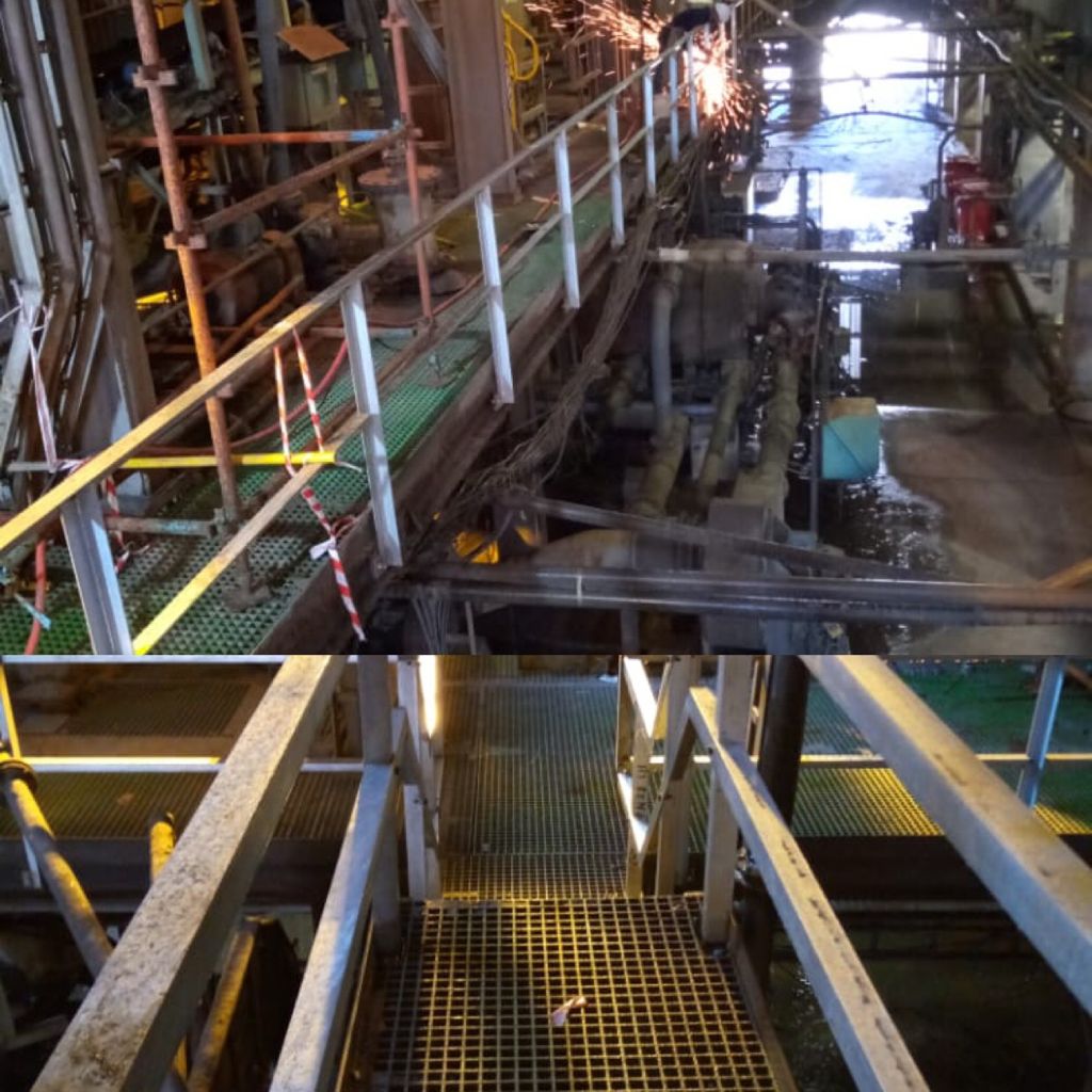 The handrails done at entrance to wet zircon by spiral level and the ...